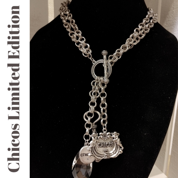 Chico's | Jewelry | Chicos Silver Metal Chain Lariat With Dangles ...